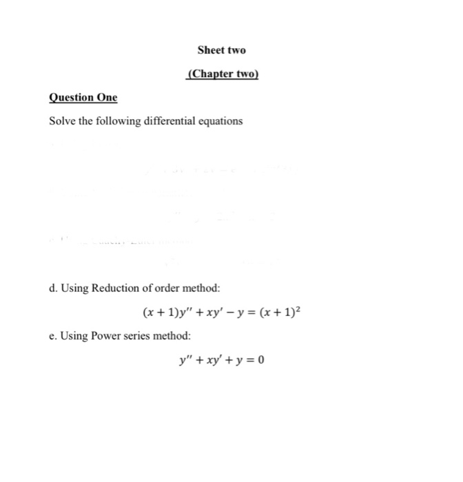 Solved Sheet two (Chapter two) Question One Solve the | Chegg.com