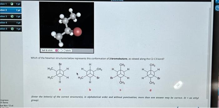 Solved Which of the Newman structures below represents this | Chegg.com