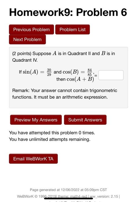 Solved Homework9: Problem 6 (2 points) Suppose A is in | Chegg.com