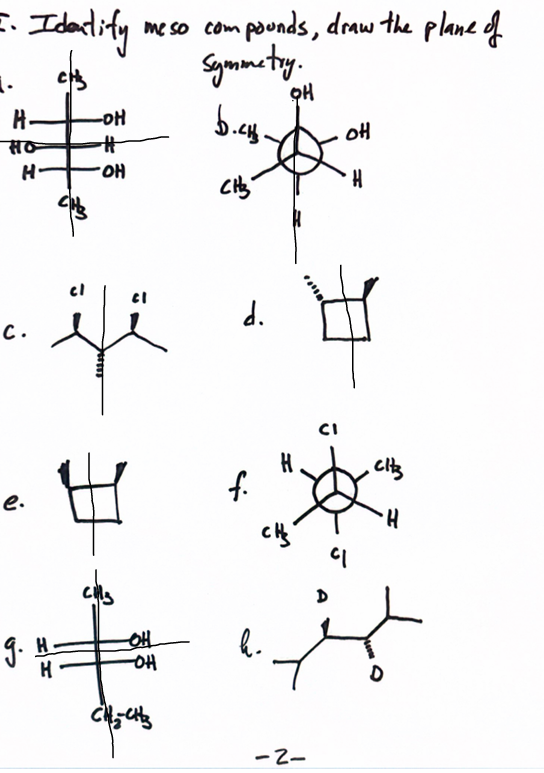 Solved Identify meso compounds, draw the plane ofsymettry | Chegg.com