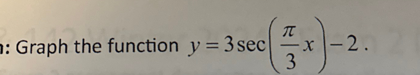 Solved Graph the function y=3sec(π3x)-2 | Chegg.com