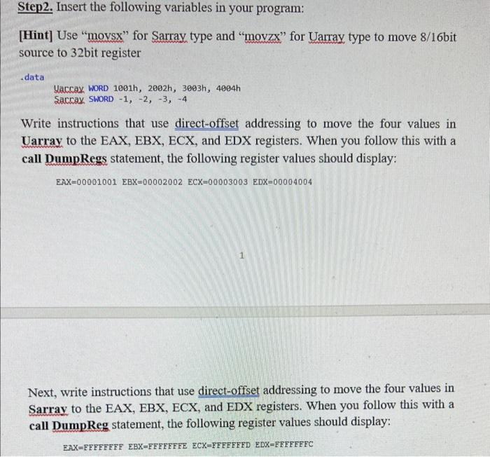 Solved Step2. Insert the following variables in your | Chegg.com