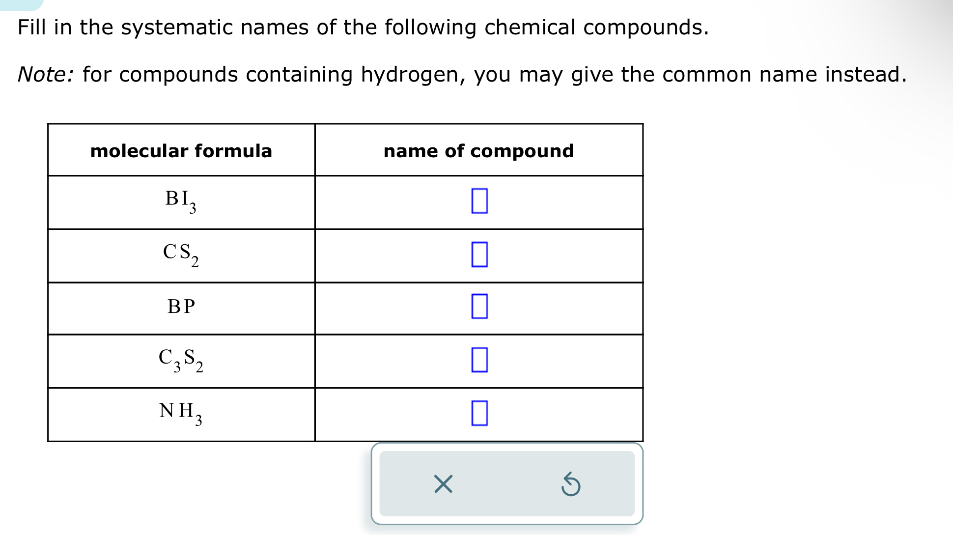 Solved Fill in the systematic names of the following | Chegg.com
