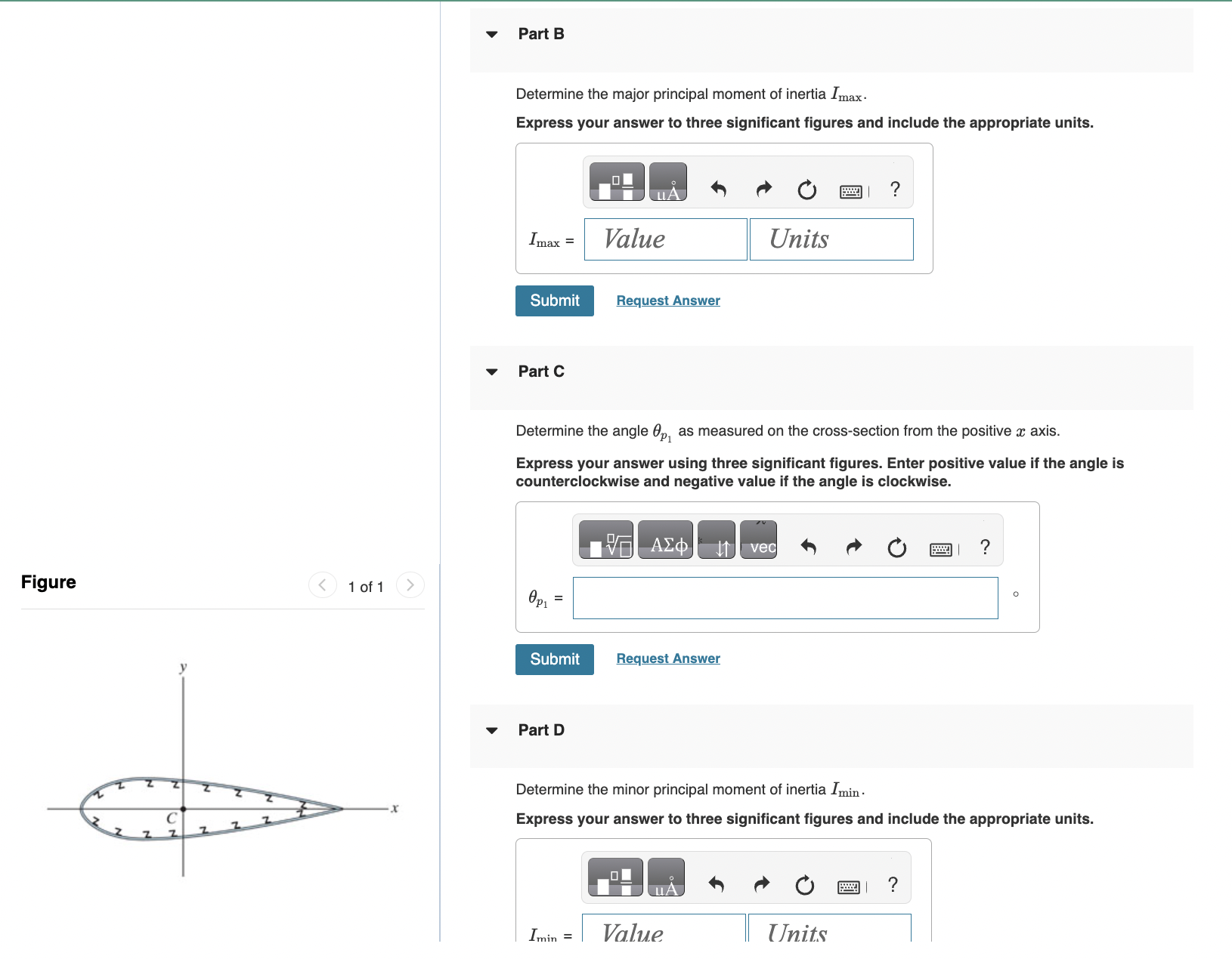 Solved Part BDetermine the major principal moment of inertia | Chegg.com