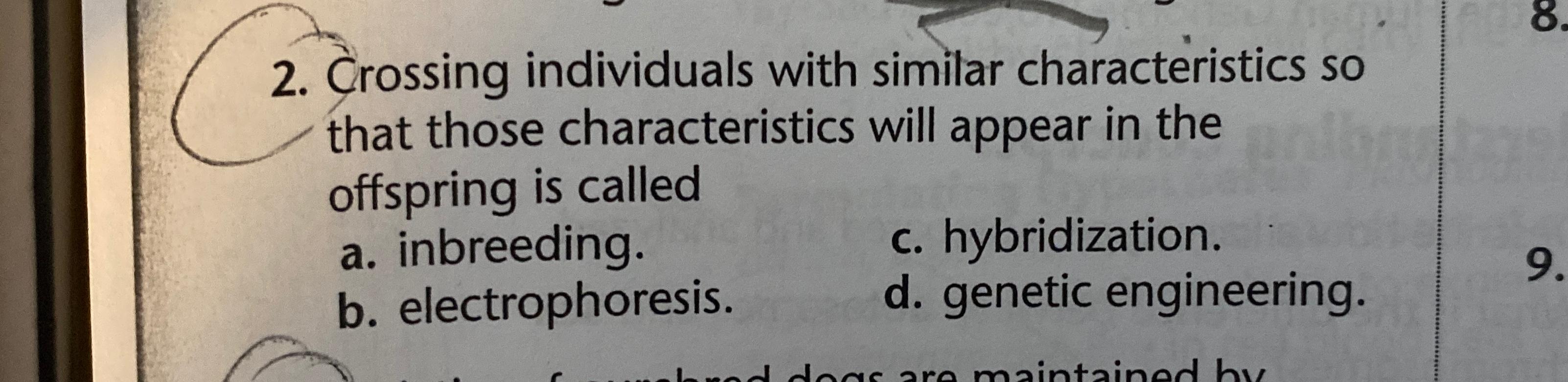 Solved Crossing individuals with similar characteristics so | Chegg.com