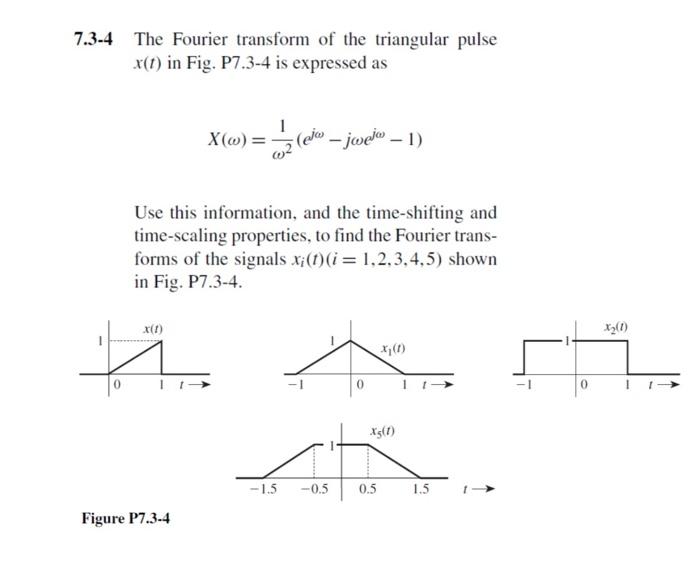 Solved The Fourier transform of the triangular pulse x(1) in | Chegg.com