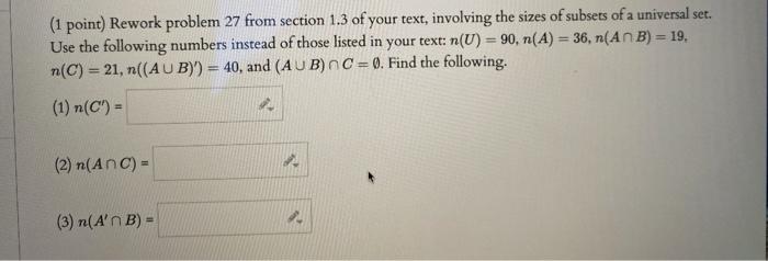 Solved 1 Point Rework Problem 27 From Section 1 3 Of Your