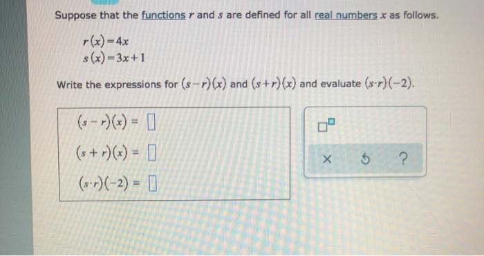 Solved Suppose that the functions r and s are defined for | Chegg.com