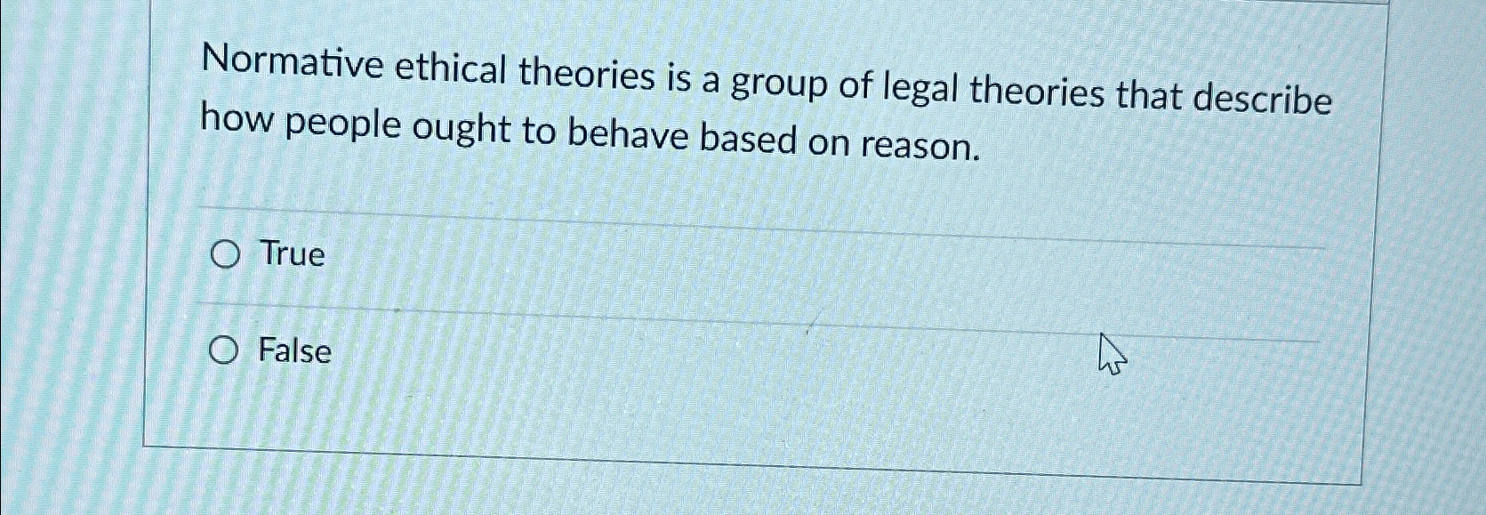 Solved Normative ethical theories is a group of legal | Chegg.com