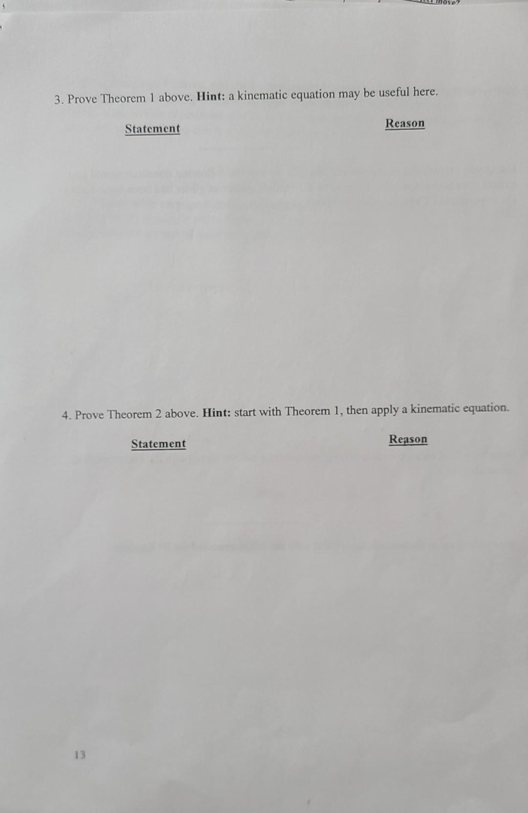 Solved 3. Prove Theorem 1 above. Hint: a kinematic equation | Chegg.com