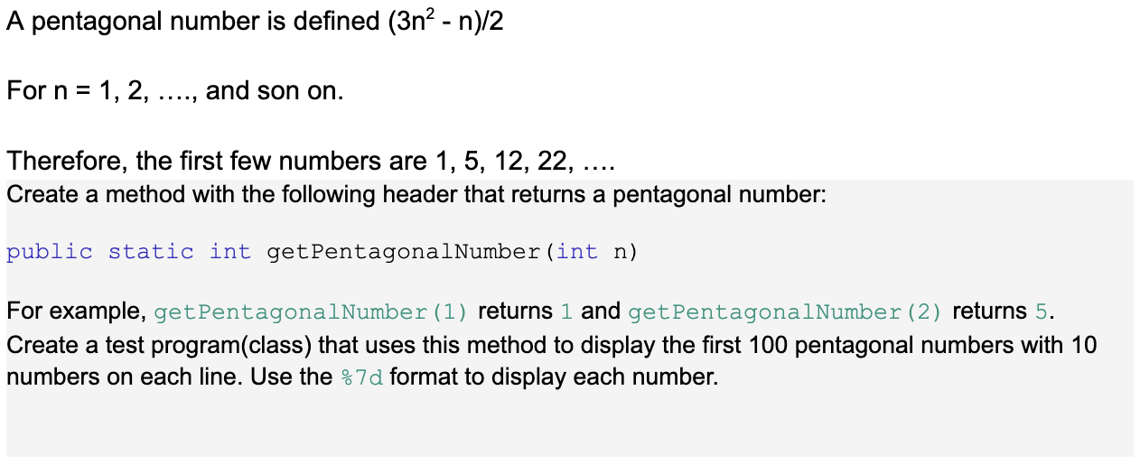 Solved A pentagonal number is defined 3n2-n2For n=1,2,dots, | Chegg.com