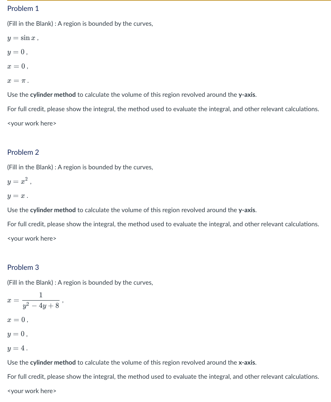 Solved Problem 1-3(Fill in the Blank) ﻿: A region is bounded | Chegg.com