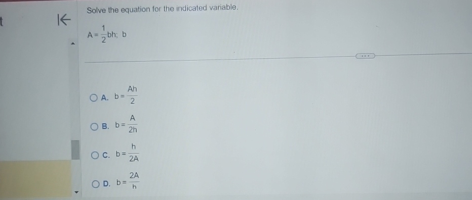 Solved Solve the equation for the indicated | Chegg.com