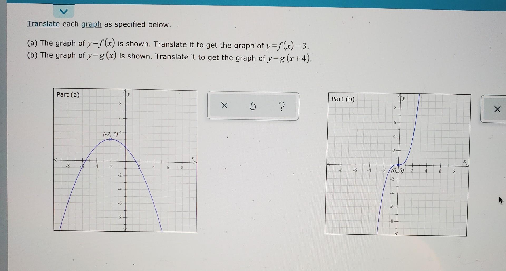 Solved Translate each graph as specified below. (a) The | Chegg.com