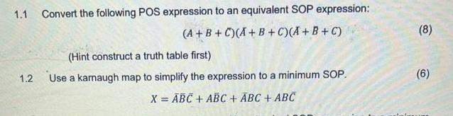 Solved 1.1 Convert the following POS expression to an | Chegg.com
