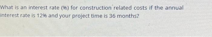 Solved What is an interest rate (%) for construction related | Chegg.com