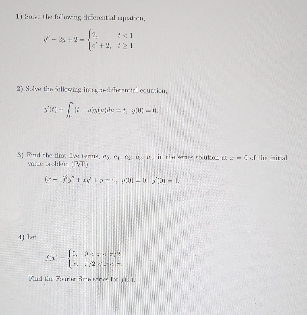 Solved 1) Solve the following differential equation, | Chegg.com