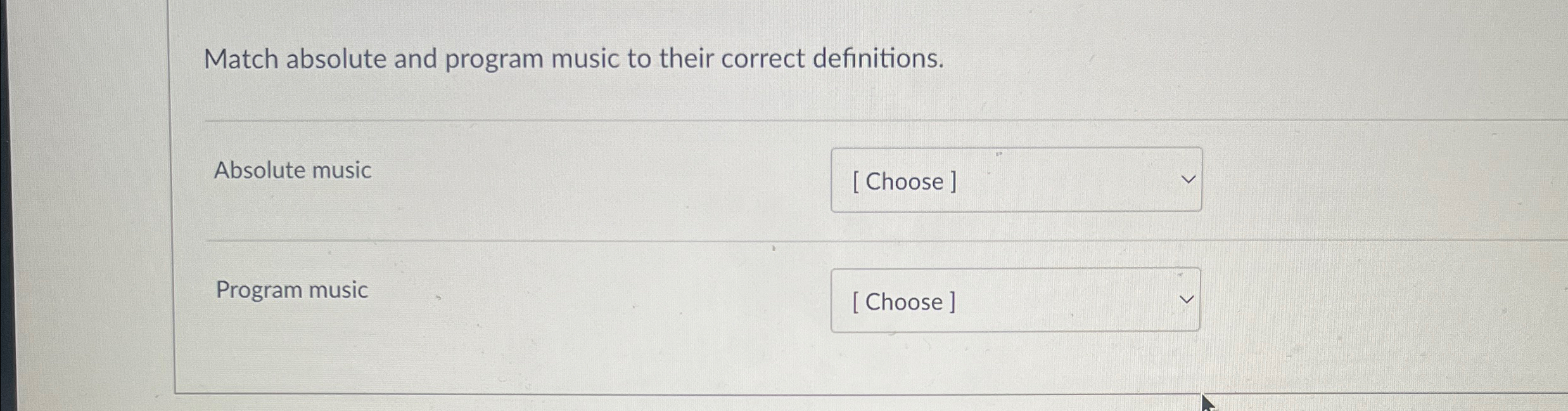 Solved Match absolute and program music to their correct | Chegg.com