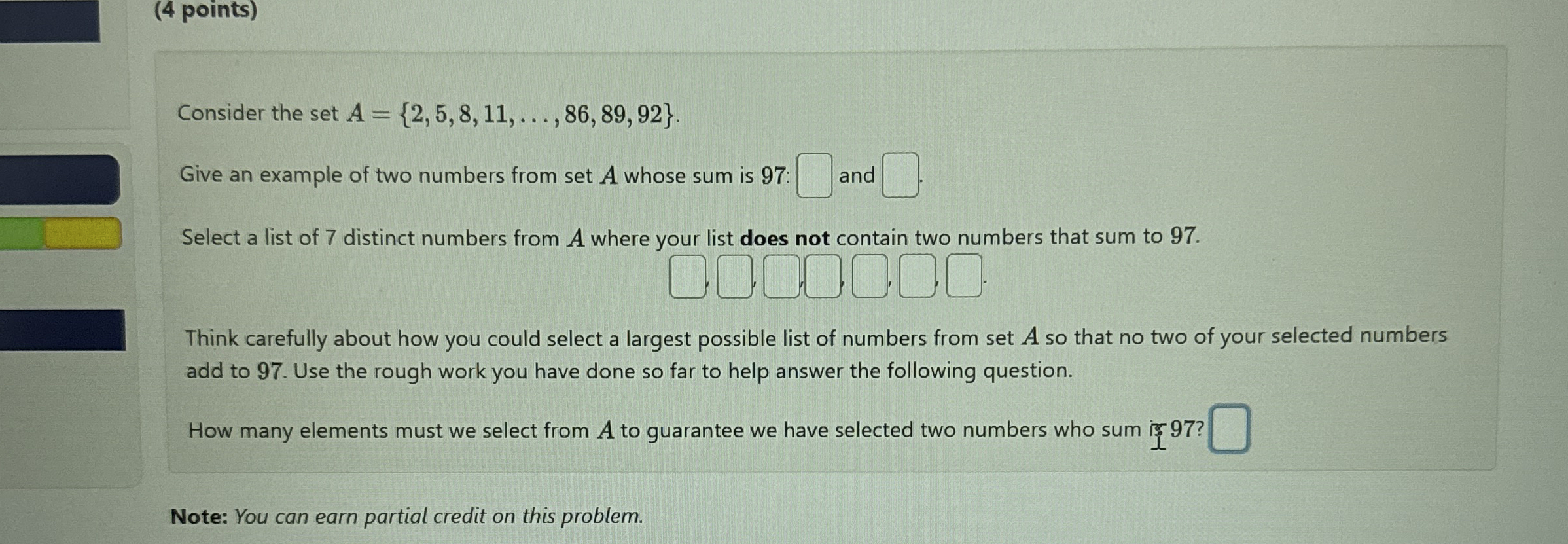(4 ﻿points)Consider the set | Chegg.com