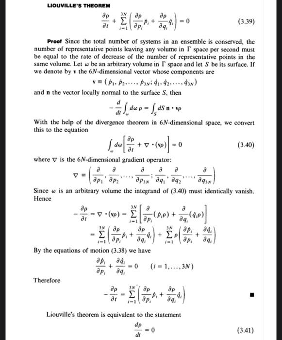 Solved (3) Prove step-by-step the Liouville's theorem of Eq. | Chegg.com