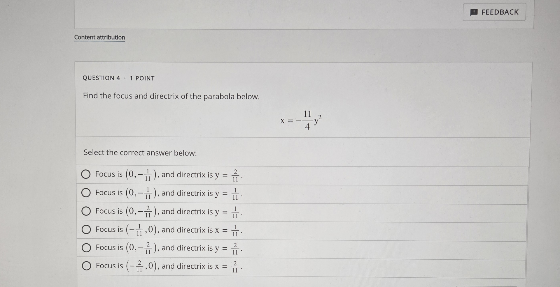 Solved Content attributionQUESTION 4*1 ﻿POINTFind the focus | Chegg.com