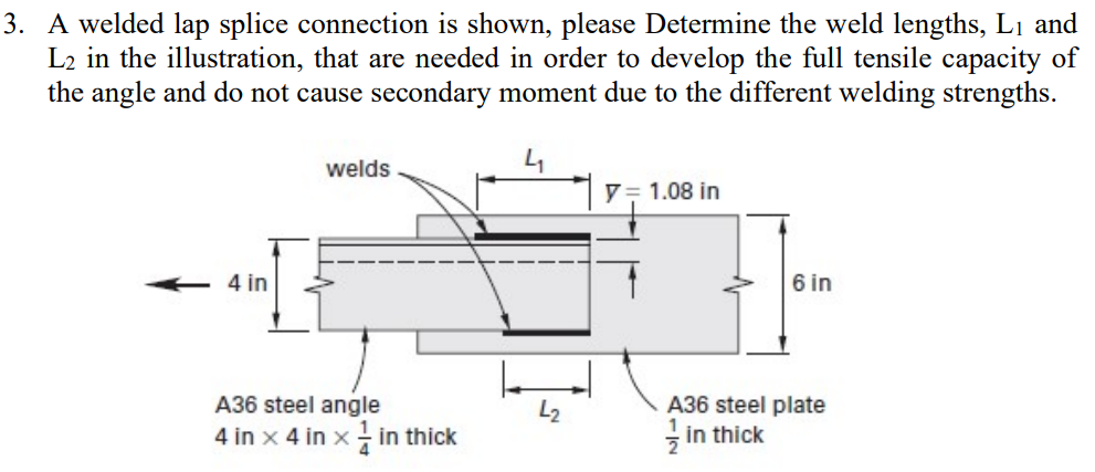 Solved 3. ﻿A welded lap splice connection is shown, please | Chegg.com
