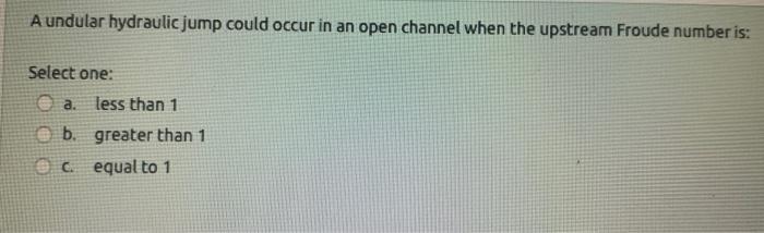 Solved A undular hydraulic jump could occur in an open | Chegg.com