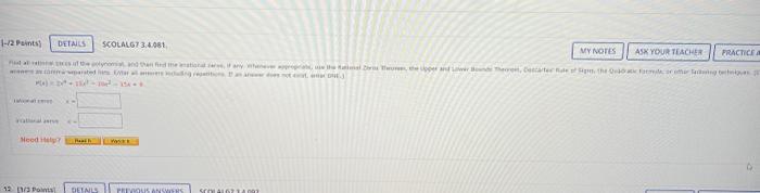 Solved ASx roun TLACHER R2ACTicr aFind all rational zeros of | Chegg.com