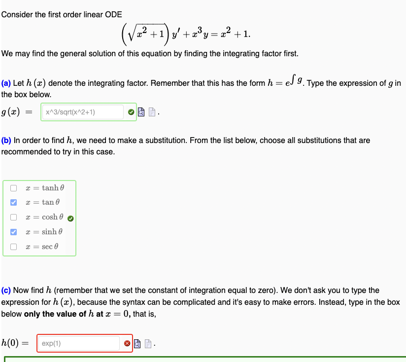 Solved HELP WITH PART C!! ﻿Consider the first order linear | Chegg.com