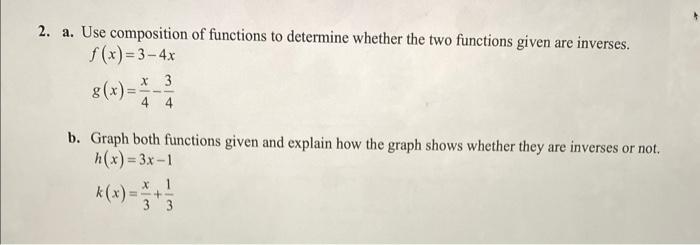 Solved a. Use composition of functions to determine whether | Chegg.com