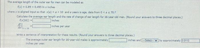 Solved The average length of the outer ear for men can be | Chegg.com