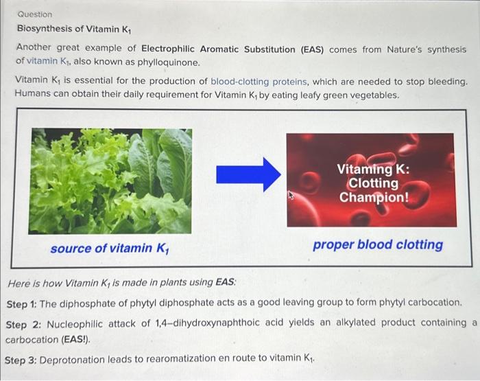 Solved Question Biosynthesis of Vitamin K1 Another great | Chegg.com