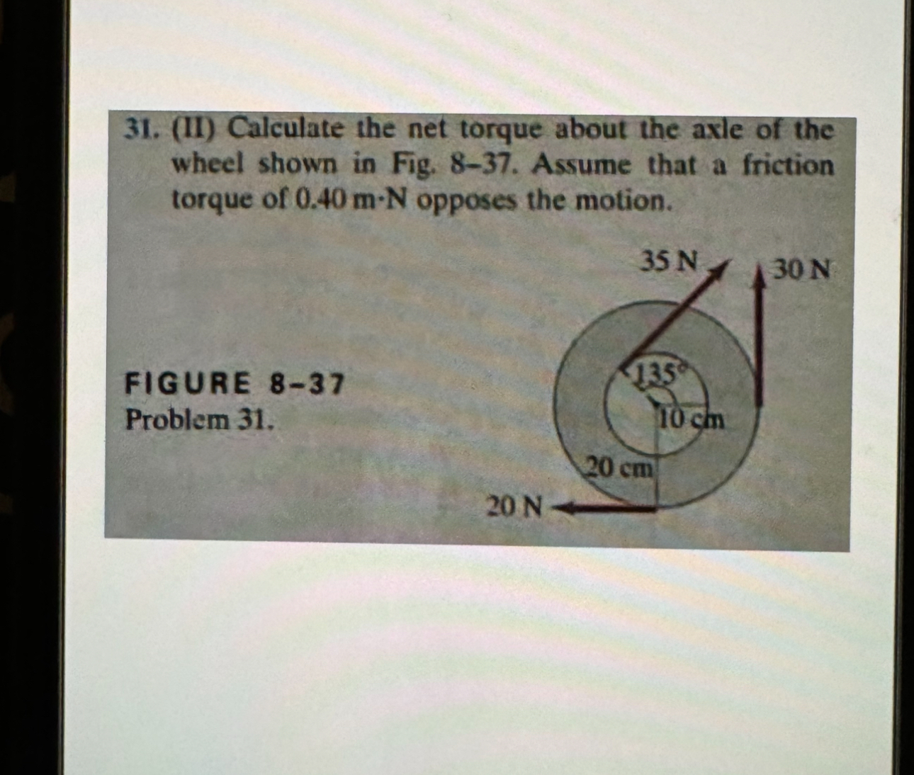 Solved (II) ﻿Calculate the net torque about the axle of the | Chegg.com