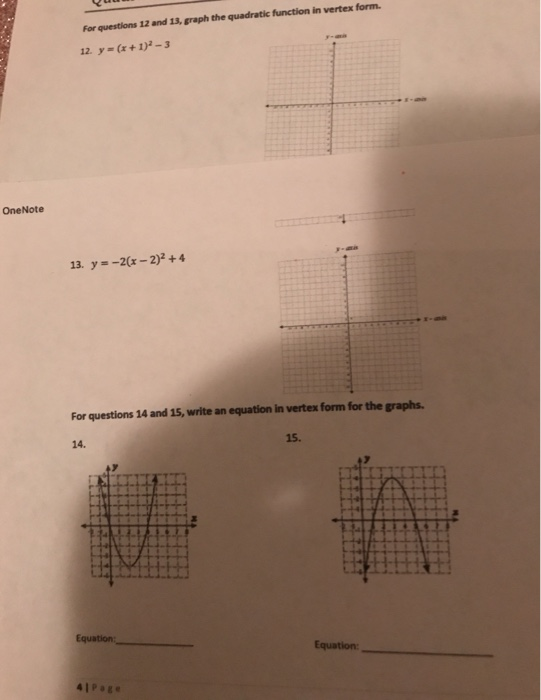 Solved QUE For questions 12 and 13, graph the quadratic | Chegg.com