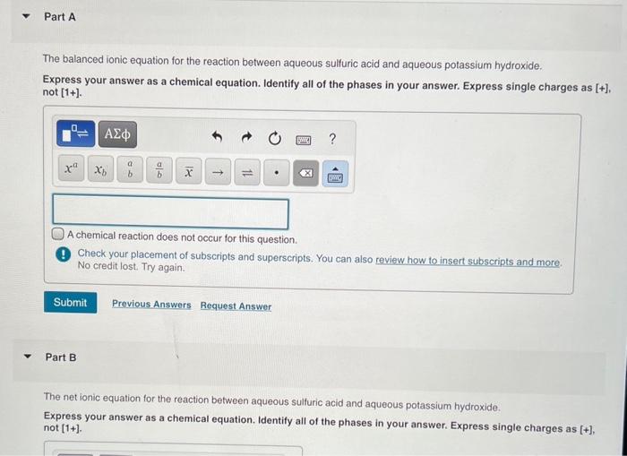 Solved The balanced ionic equation for the reaction between | Chegg.com