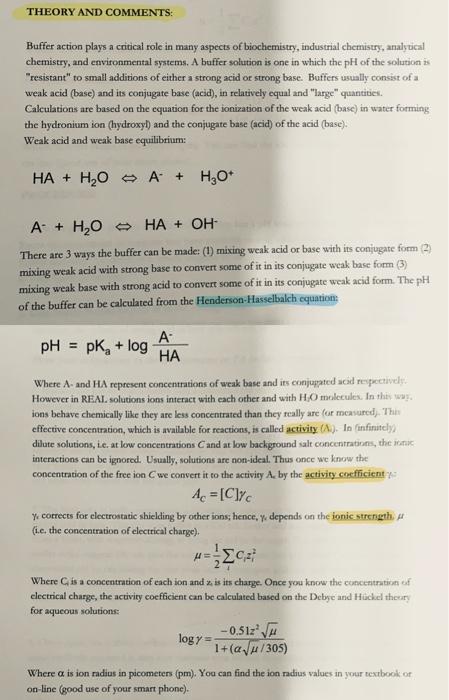 Solved For a lab buffer lab for an assigned pH of 7.4 using | Chegg.com