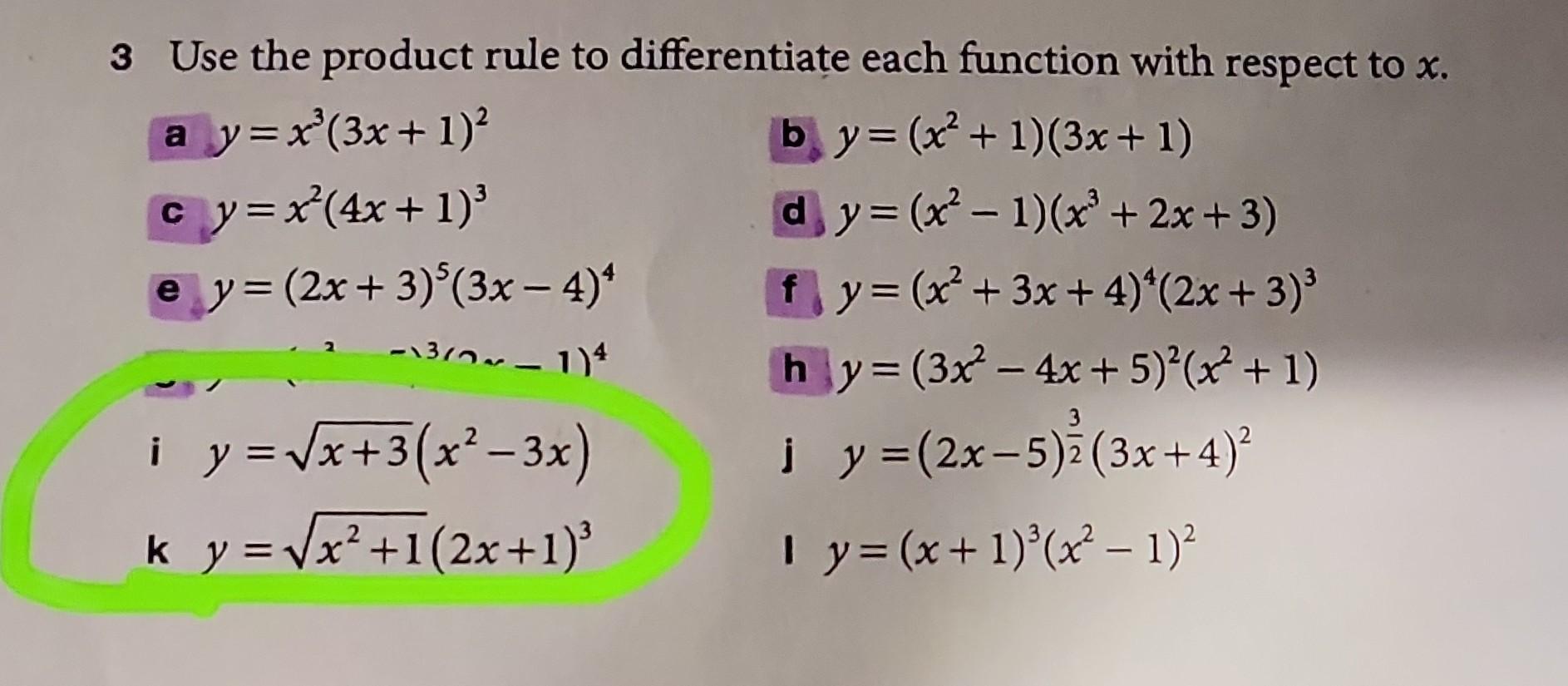 Solved Use the product rule to differentiate each function | Chegg.com