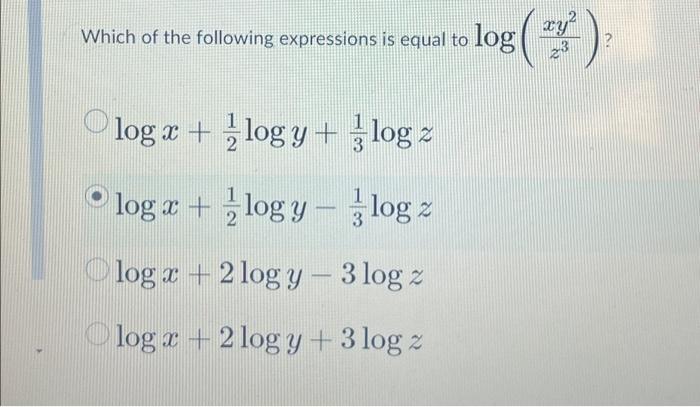 Solved Which of the following expressions is equal to log | Chegg.com
