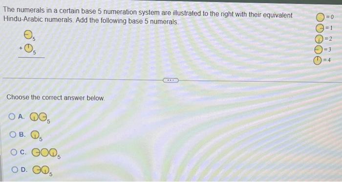 Solved The numerals in a certain base 5 numeration system | Chegg.com