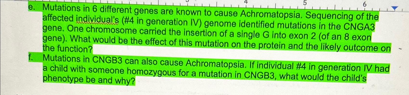Solved e. ﻿Mutations in 6 ﻿different genes are known to | Chegg.com