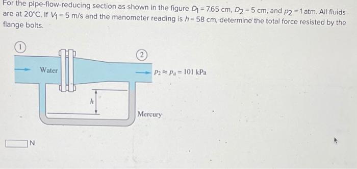 Solved For the pipe-flow-reducing section as shown in the | Chegg.com