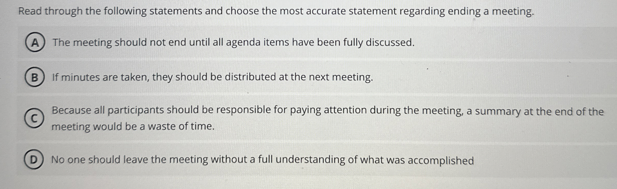 Solved Read through the following statements and choose the | Chegg.com