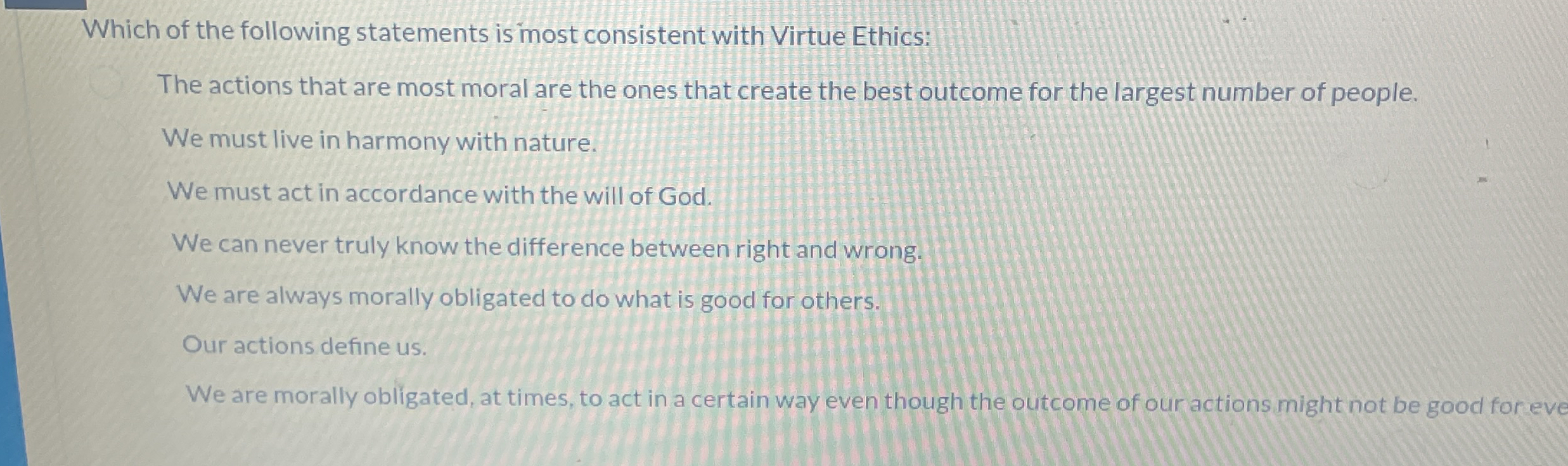 Solved Which of the following statements is most consistent | Chegg.com