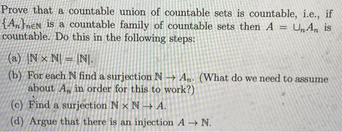 Solved Prove that a countable union of countable sets is | Chegg.com