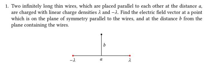 Solved 1. Two infinitely long thin wires, which are placed | Chegg.com