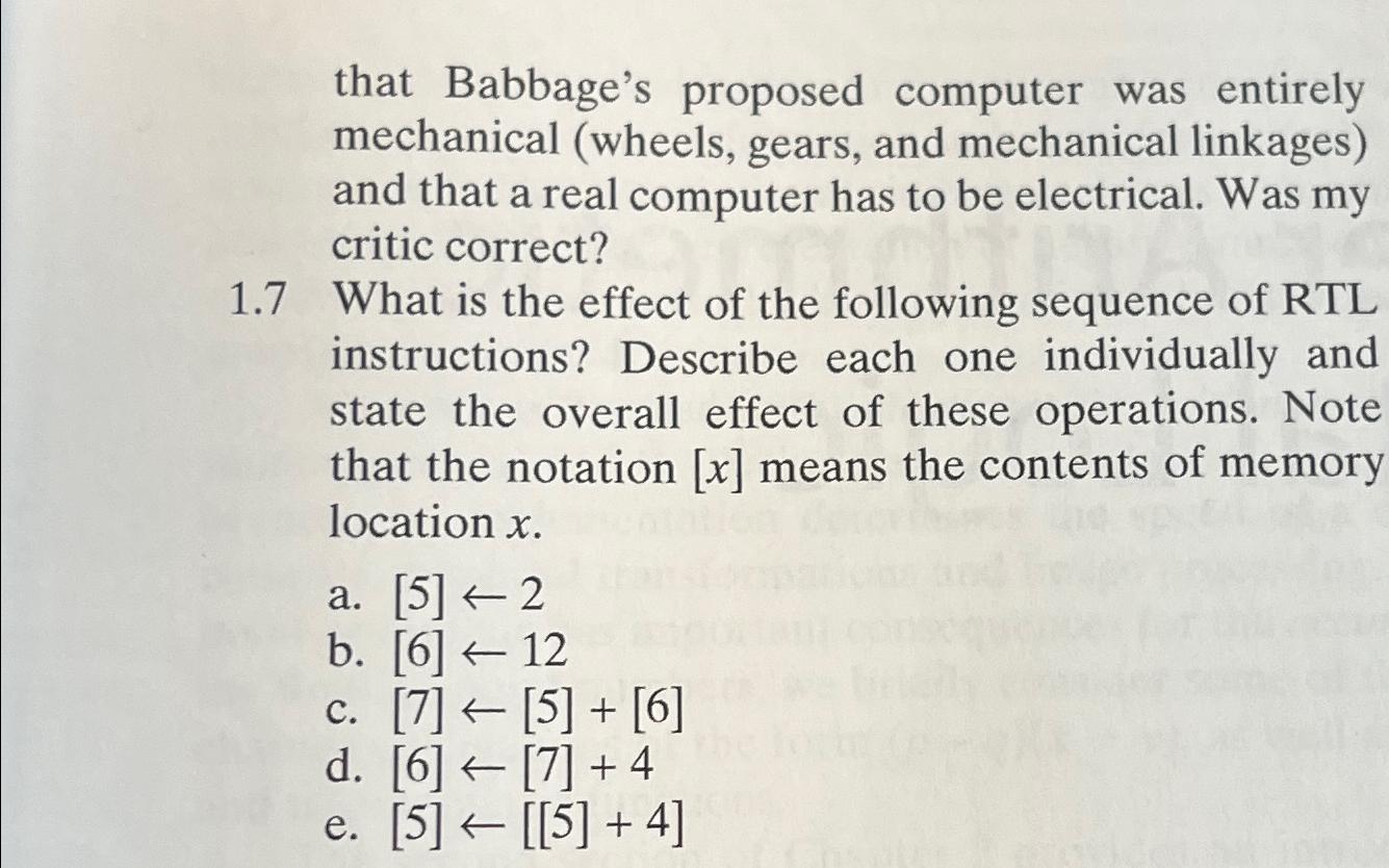 Solved that Babbage's proposed computer was entirely | Chegg.com