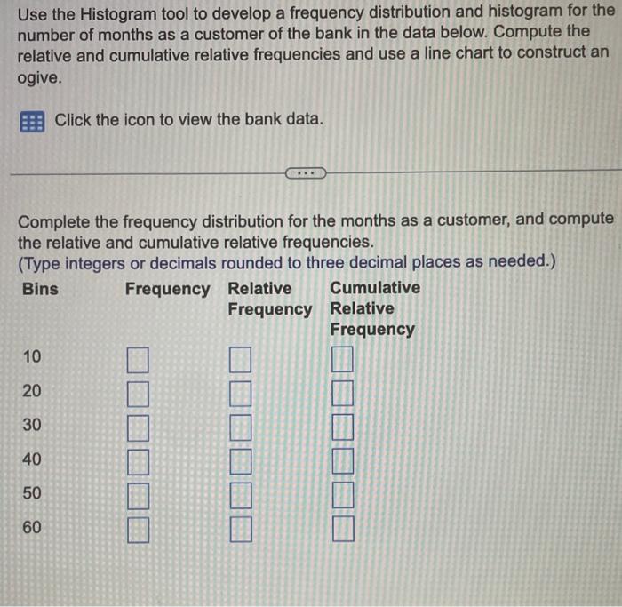 Solved Use the Histogram tool to develop a frequency | Chegg.com
