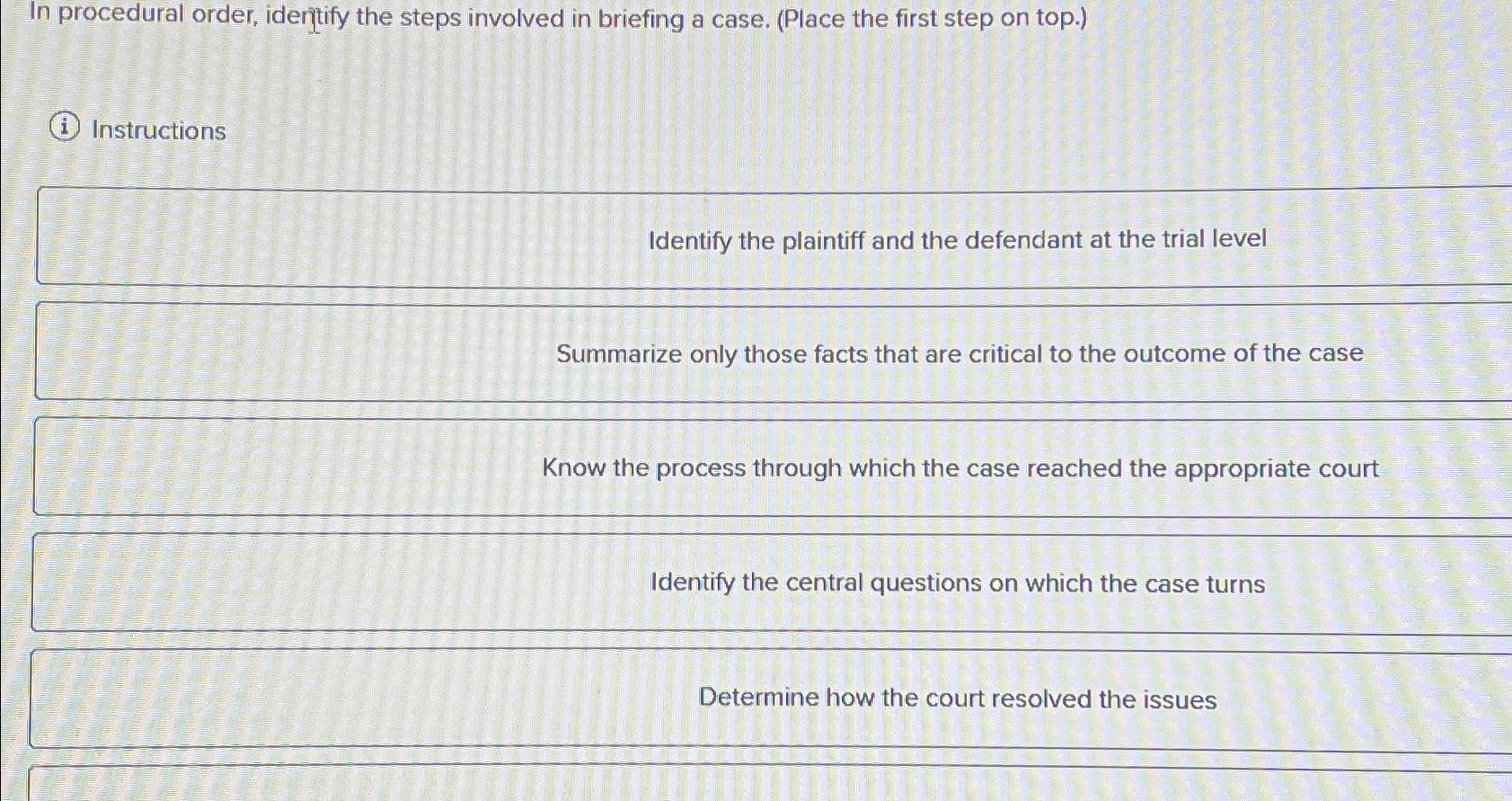 Solved In procedural order, identify the steps involved in | Chegg.com