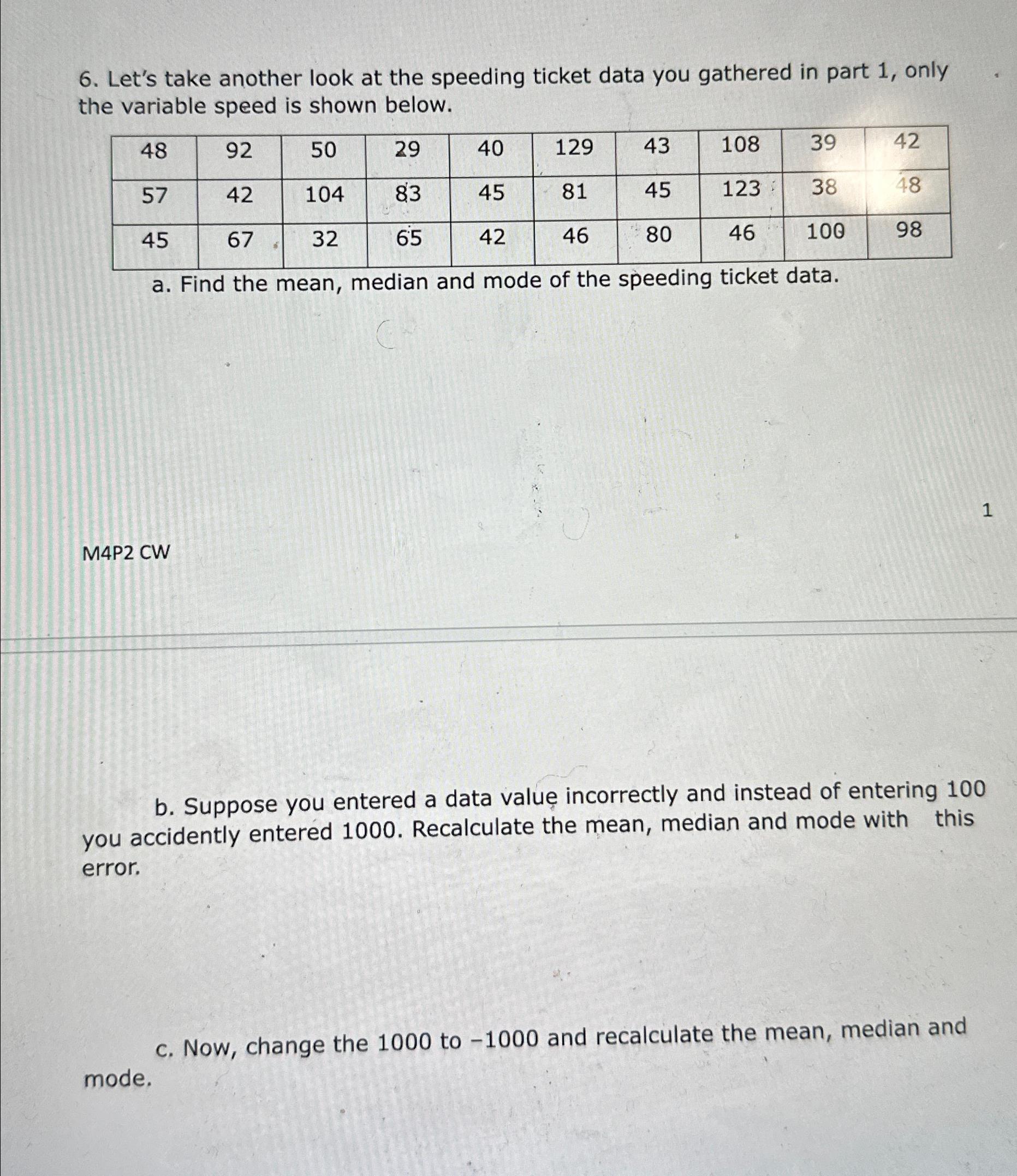 Solved Let's take another look at the speeding ticket data | Chegg.com