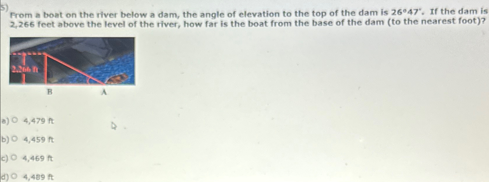 Solved From a boat on the river below a dam, the angle of | Chegg.com